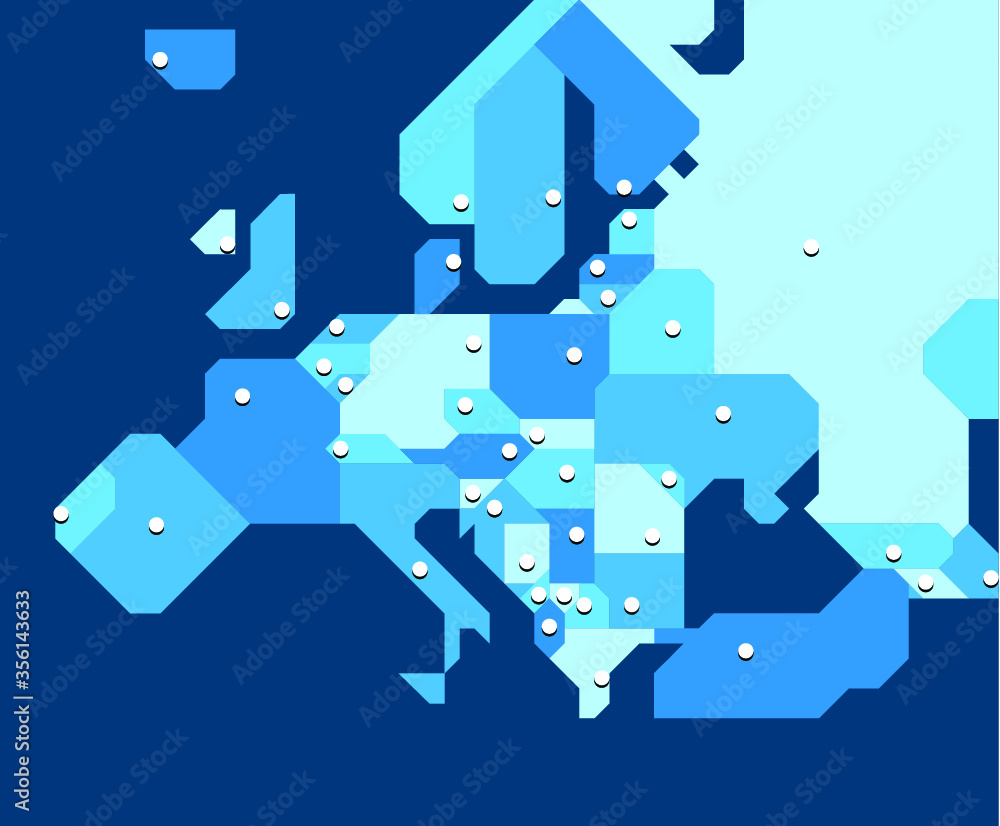 Very simplified map of Europe with states and their capital cities ...