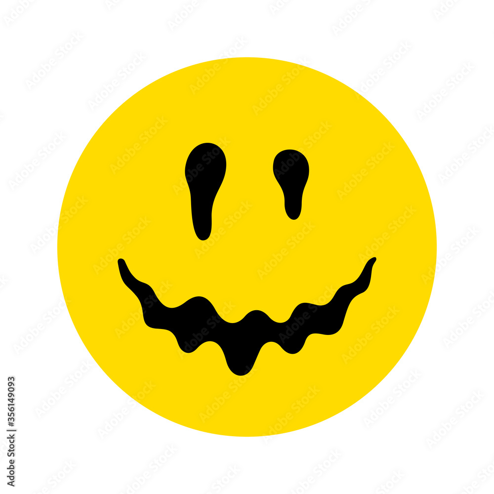 Melting smile. Dripping smile. Smile icon. Yellow smile. Smiley on ...