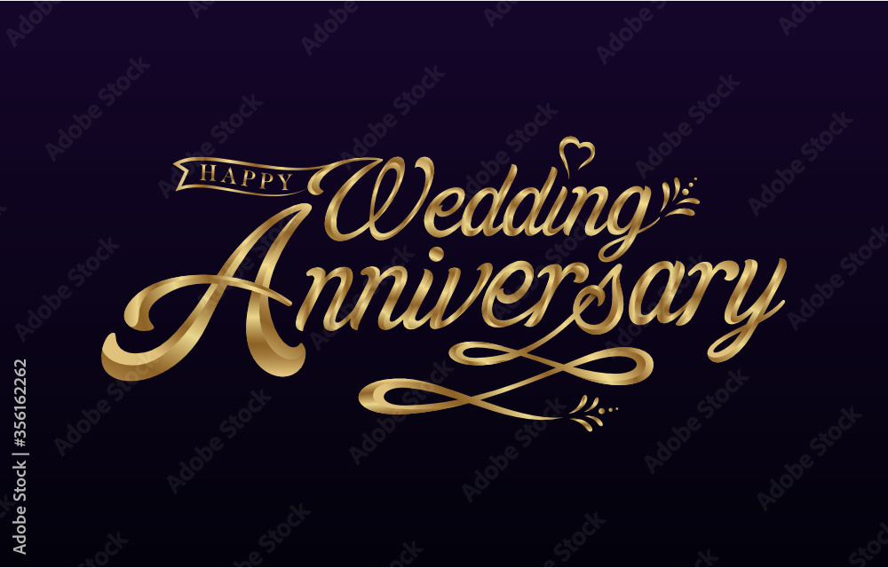 Golden Colored Wedding Anniversary luxurious lettering design for ...