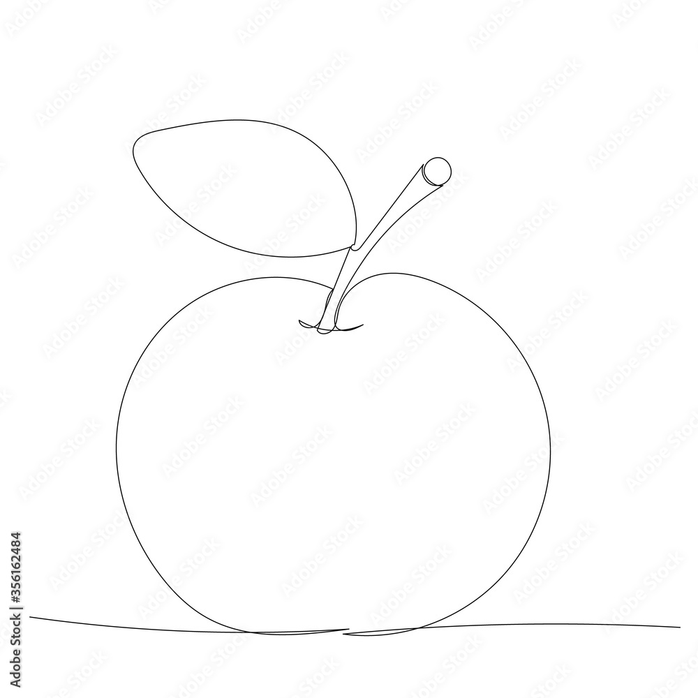 vector, isolated, apple continuous line drawing Stock Vector | Adobe Stock