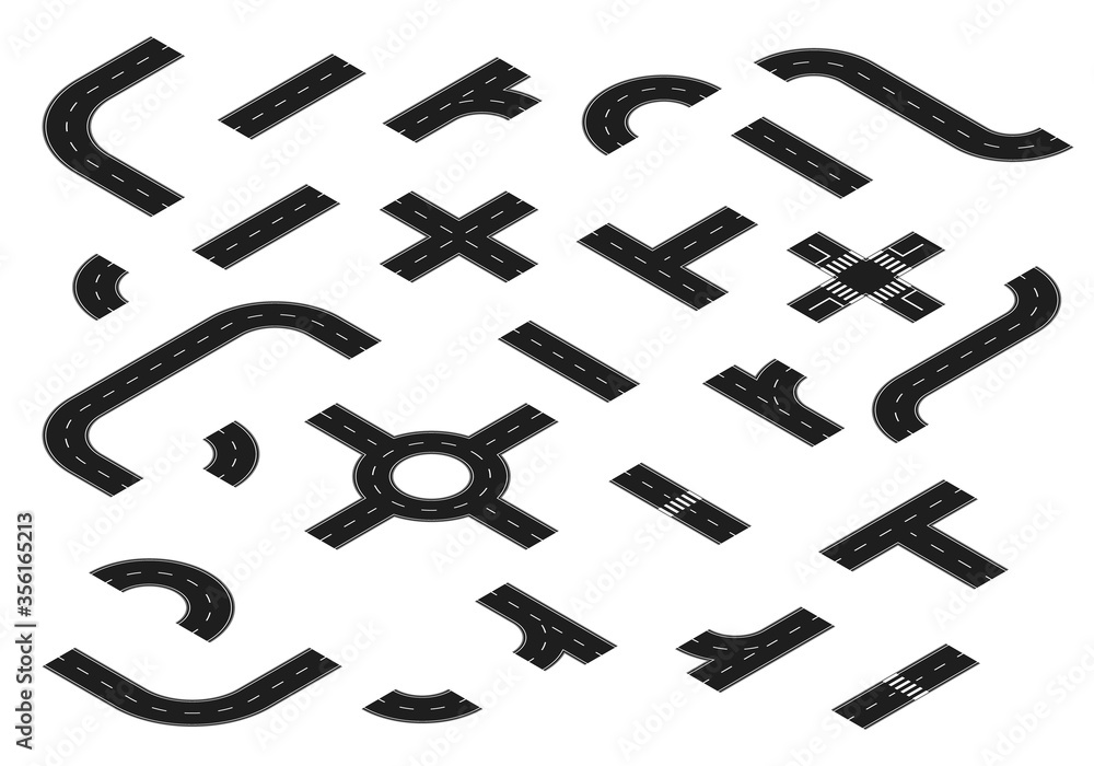 Isometric road for city map. Highway in perspective for car for journey ...