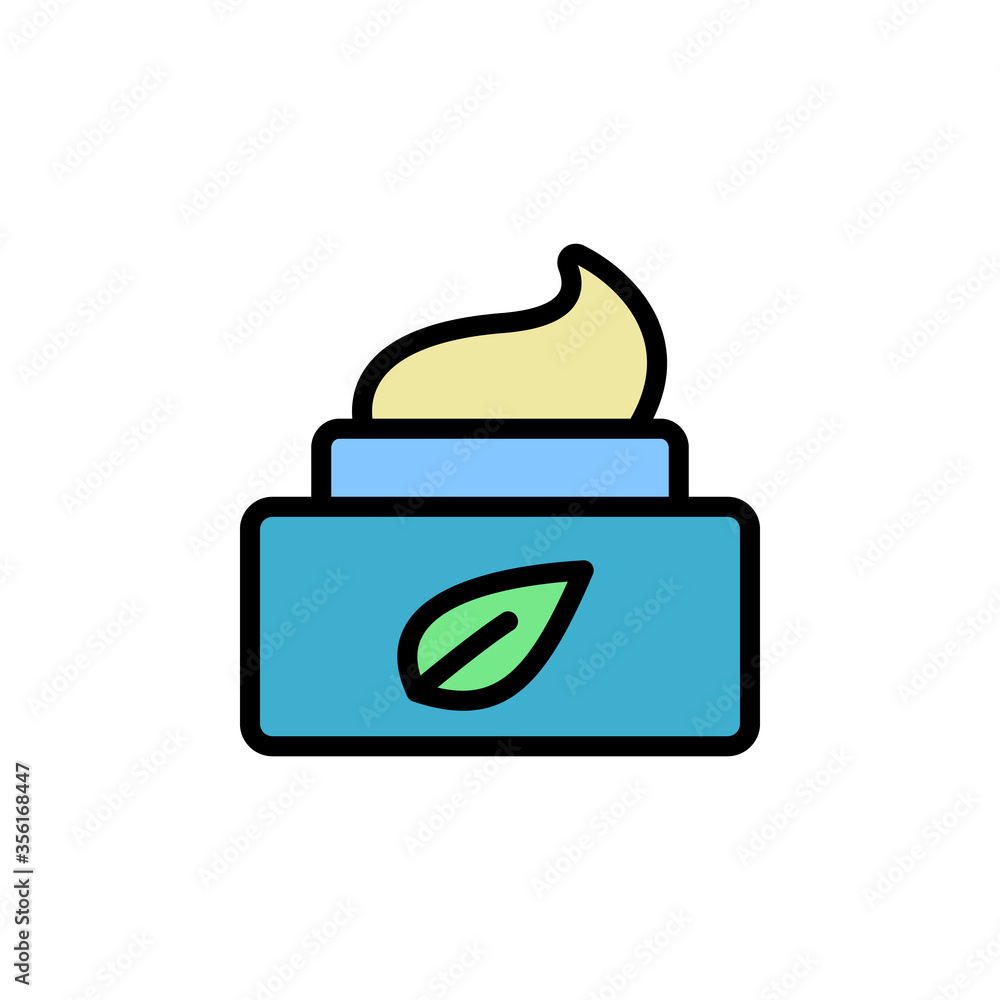 Moisturizer cream leaf icon. Simple color with outline vector elements ...