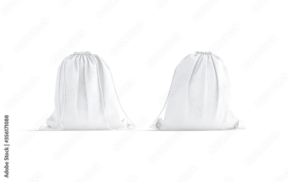 Blank white drawstring backpack mockup, front and back view Stock ...