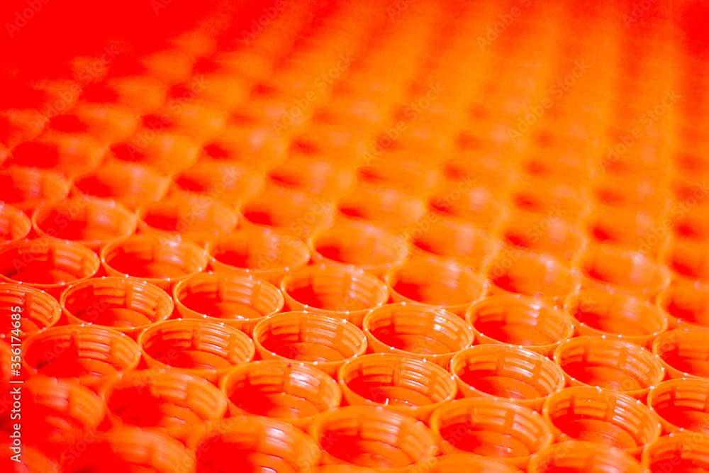 recycling plastic concept. red abstract background of plastic bottle ...