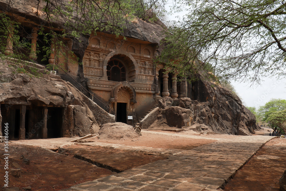 Side view of Nasik Caves aka Pandavleni Caves, Pandu Lena, Pandu Caves ...