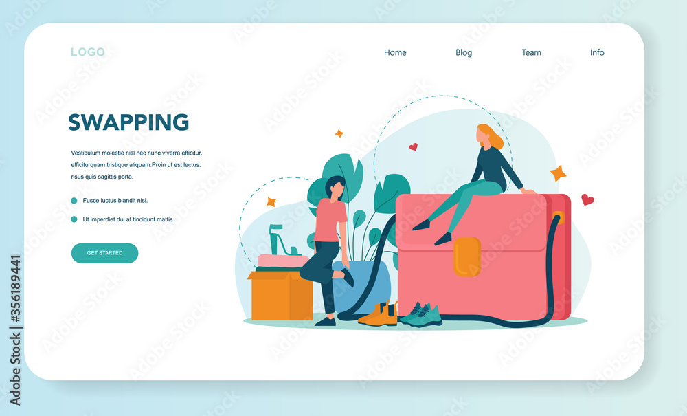 Swap party or flea market web banner or landing page. Clothes Stock ...