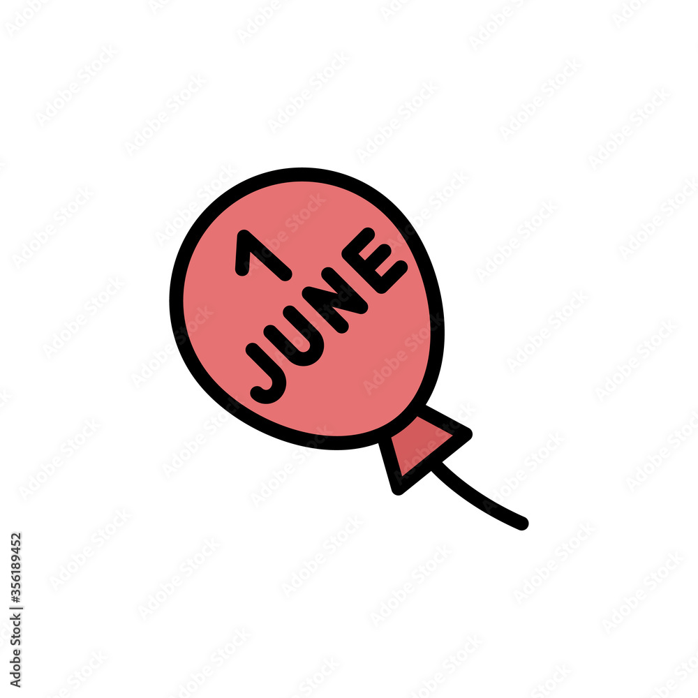 Balloon, 1 June icon. Simple color with outline vector elements of ...