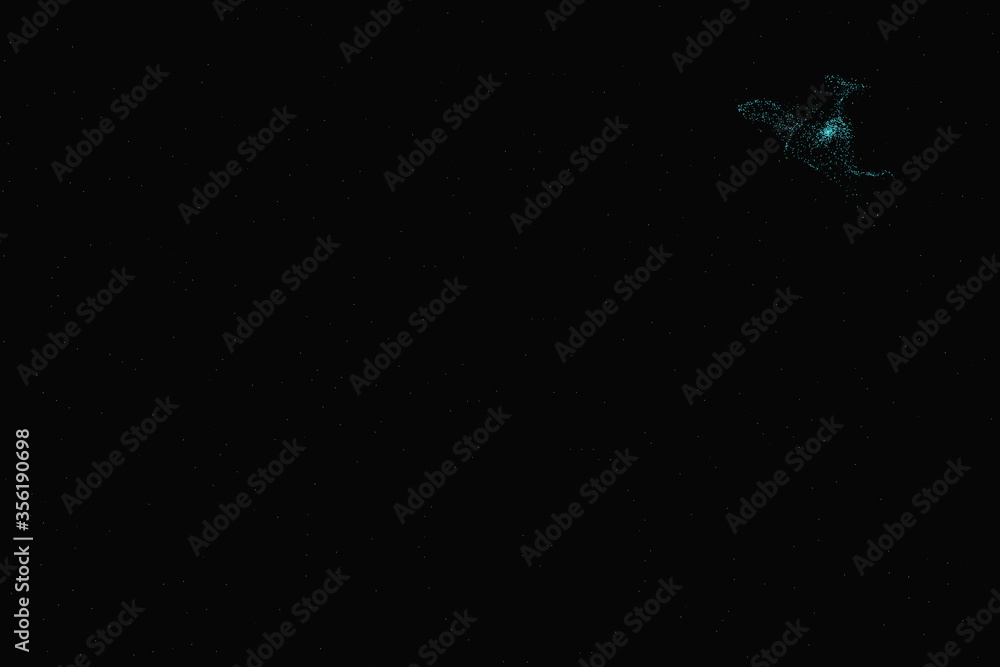 Poster Irregular shape of blue stars cluster on dark space (3D ...