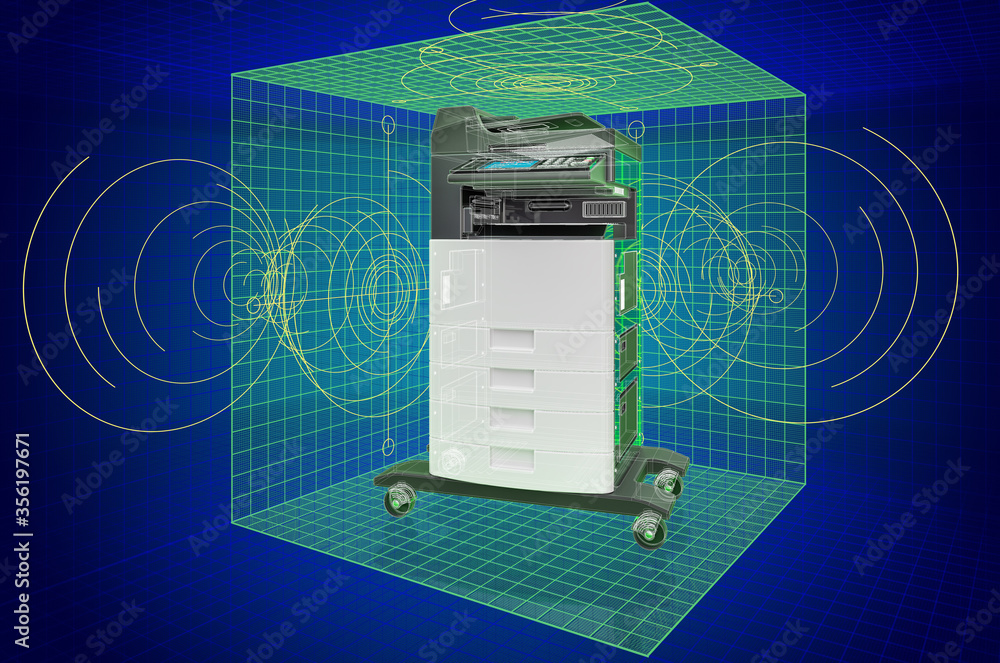Office multifunction printer MFP, visualization 3d cad model, blueprint ...