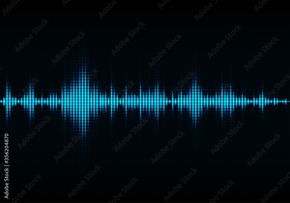 Blue sound waves, Equalizer for music, audio waveform Stock Vector ...