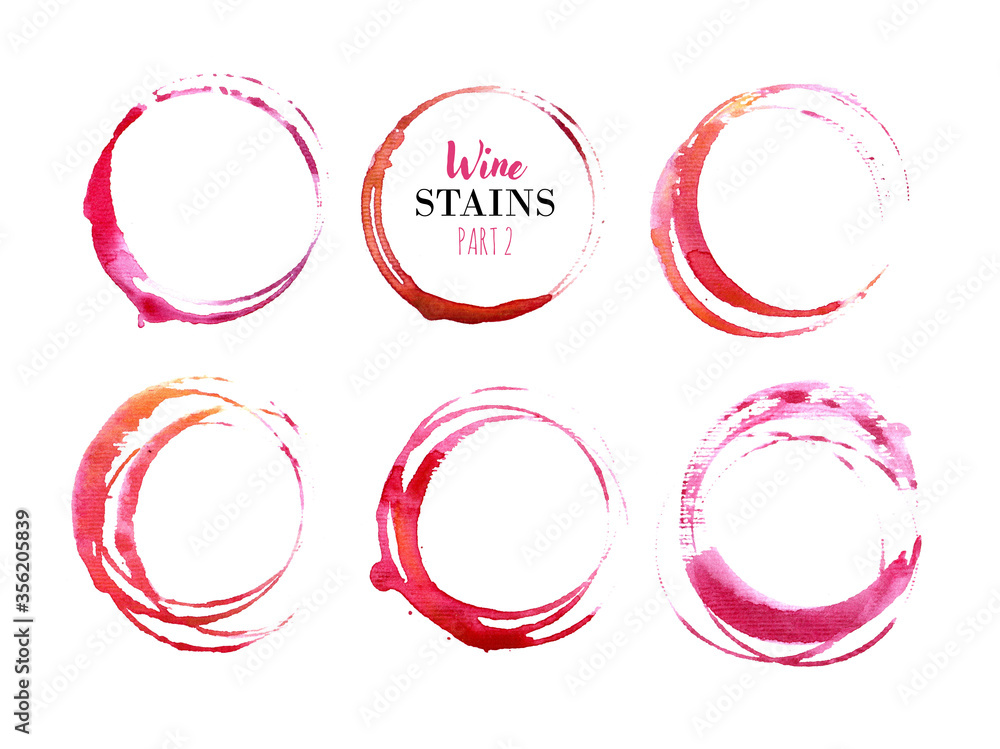 Vector set of isolated red wine stain circles. Wine stain logo design ...