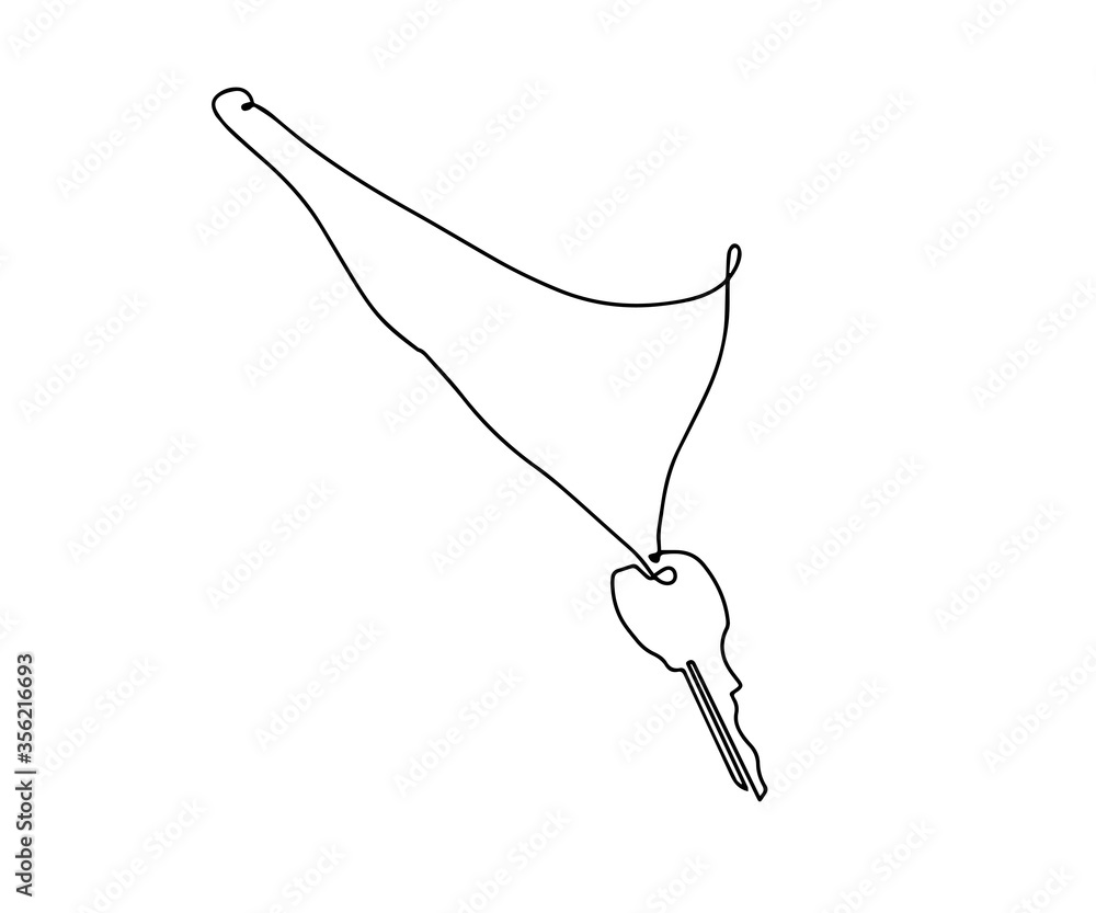 Continuous line drawing of key. Key one continuous line art drawing ...