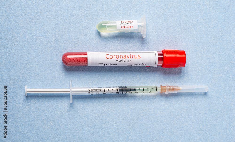 Test tube with blood sample Covid-19 (coronavirus). Laboratory testing ...