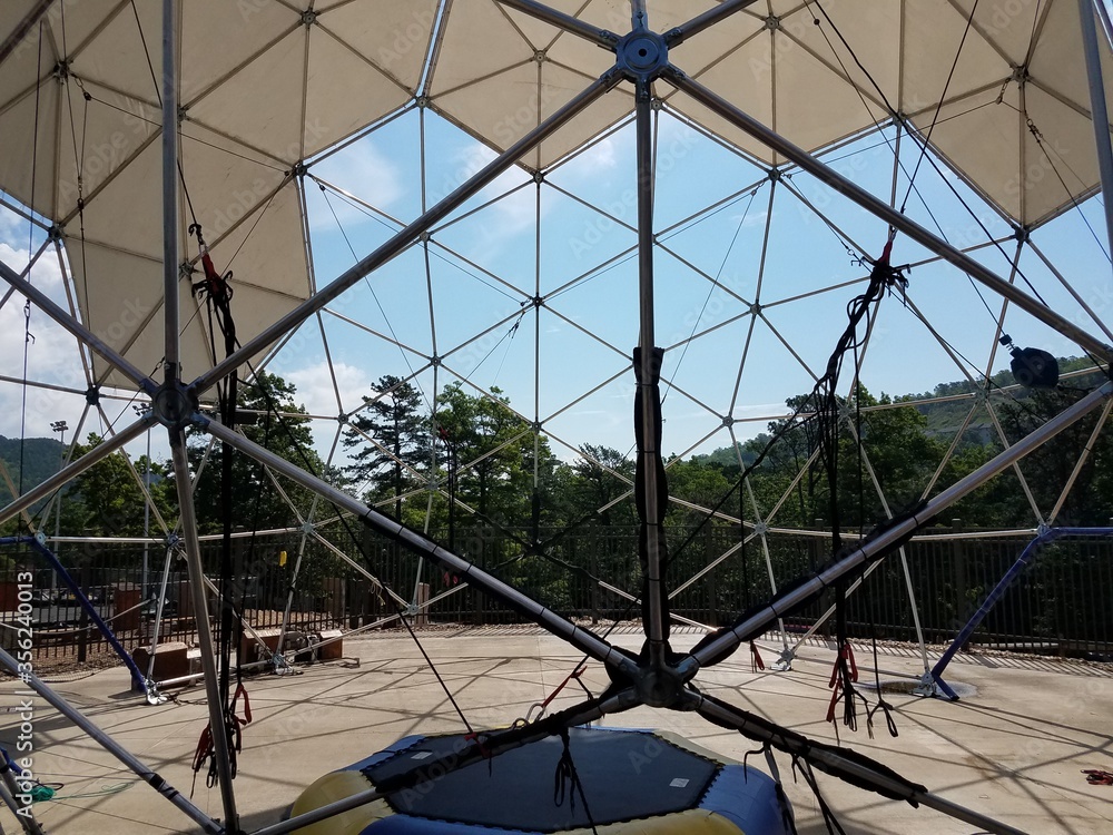 geodesic dome with metal poles and triangles Stock Photo | Adobe Stock