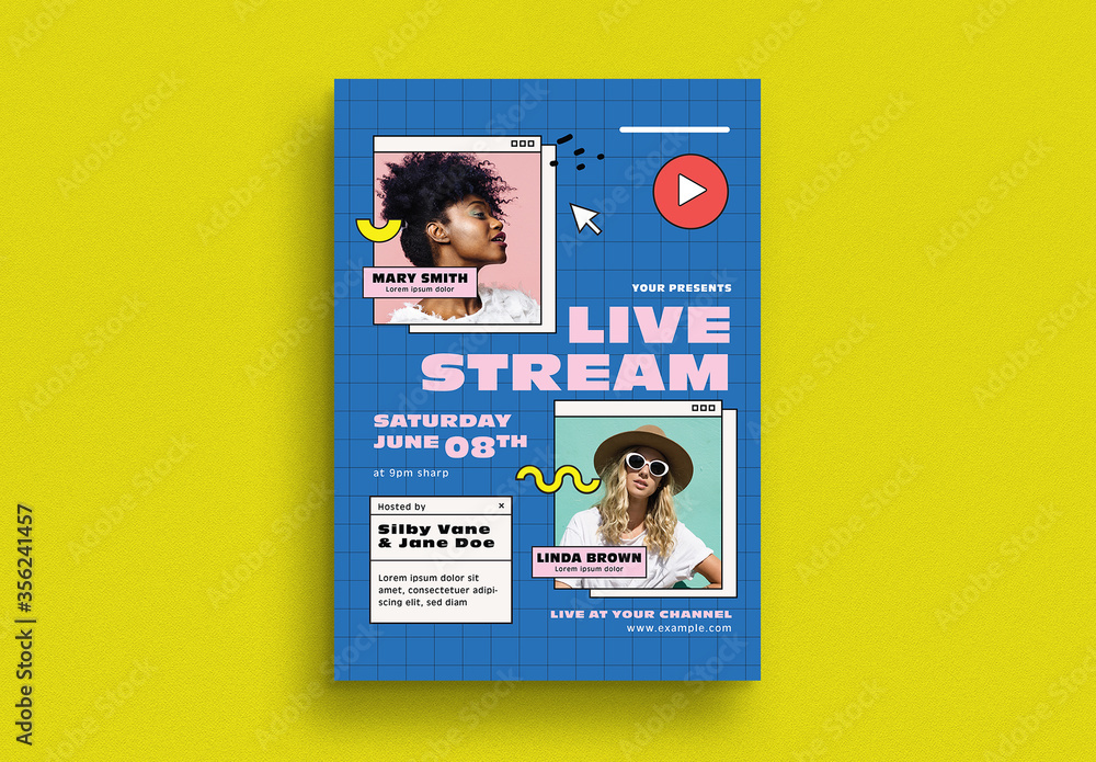 Live Stream Flyer Layout Stock Template | Adobe Stock