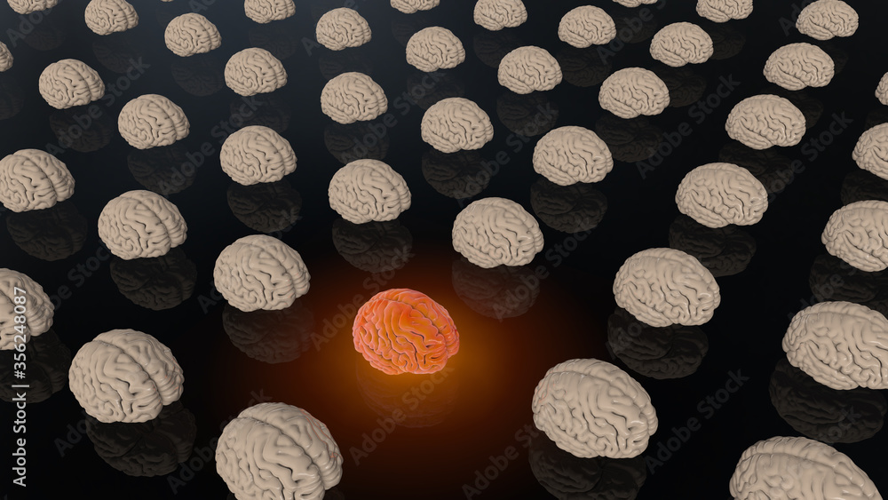 Futuristic robot with tentacles and human brain . Medical concept ...