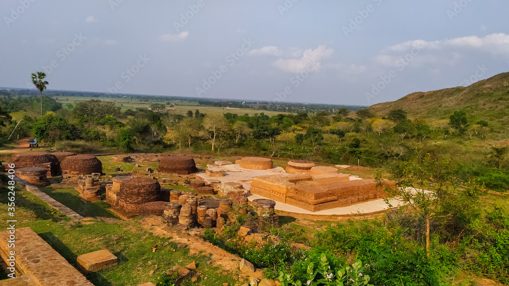 Stump of main stupa,and smaller stupas.The main stupa dates to the 9th ...