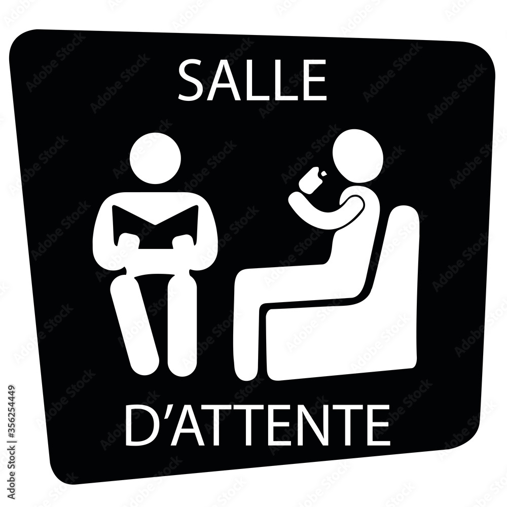 affiche pour une salle d'attente en blanc dans un cadre noir avec deux ...