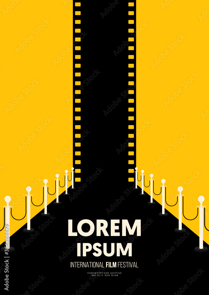 Movie and film poster design template background with filmstrip and ...