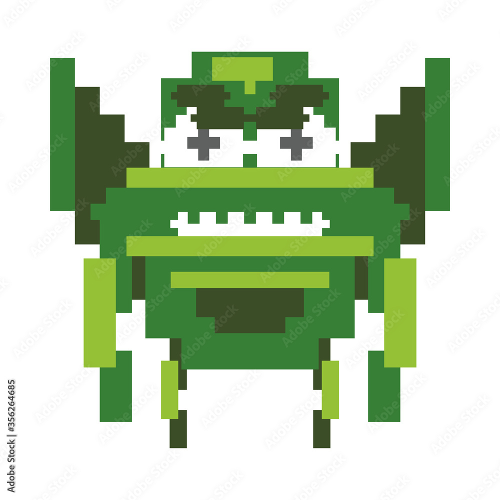 space alien 8 bits pixelated icon Stock Vector | Adobe Stock