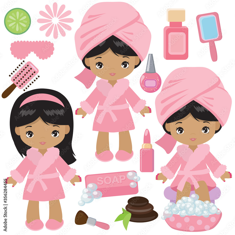 Cute spa girl vector cartoon illustration Stock Vector | Adobe Stock