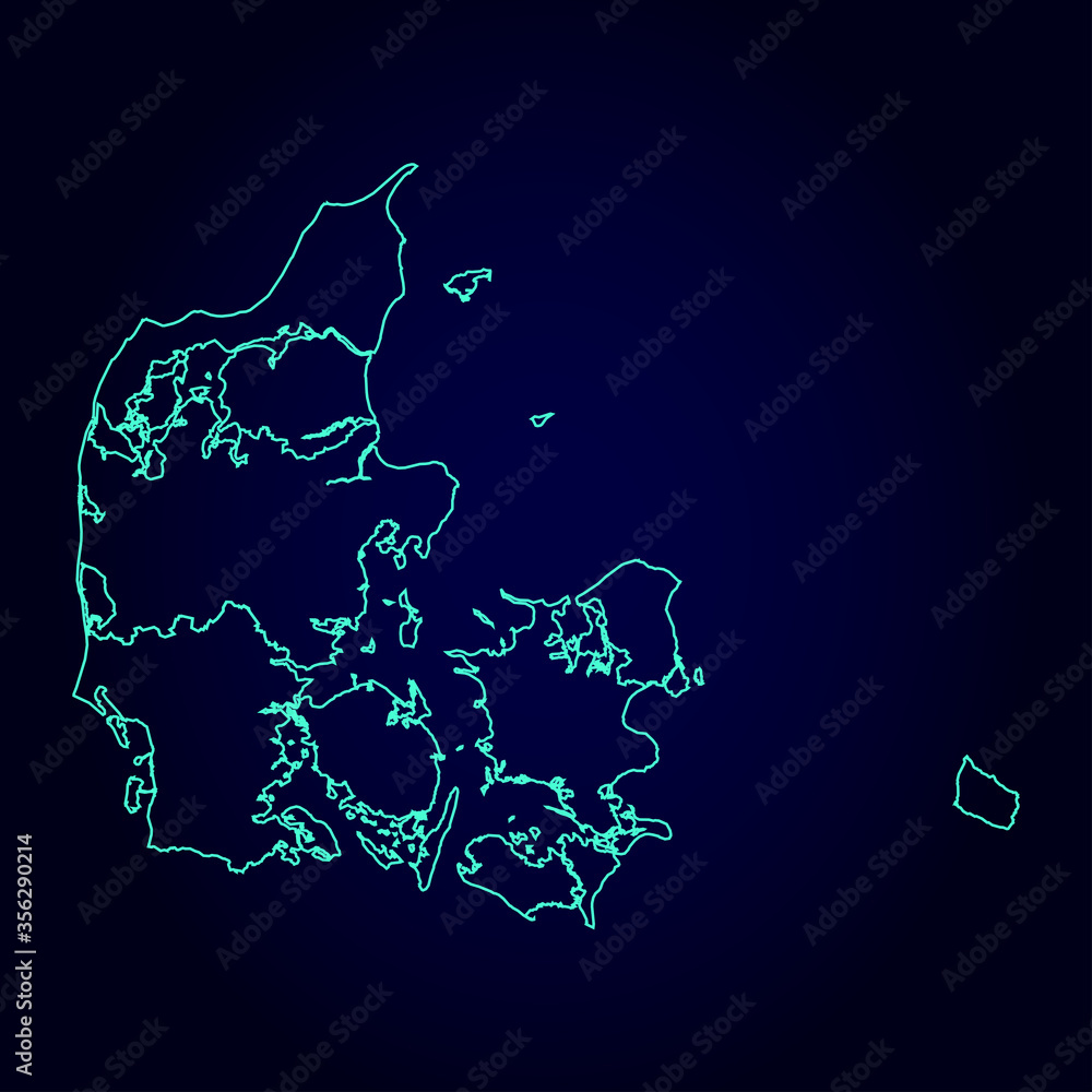 Blue map of denmark, Blue gradient Denmark map. Detailed, Mercator ...