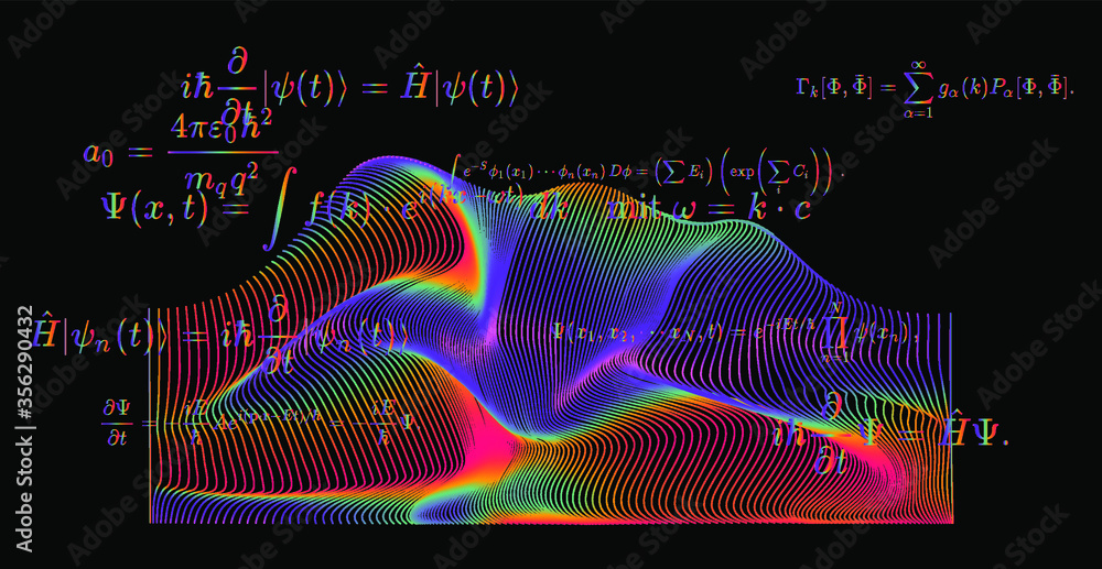 Blackboard with calculations: Schrodinger equation and other quantum ...