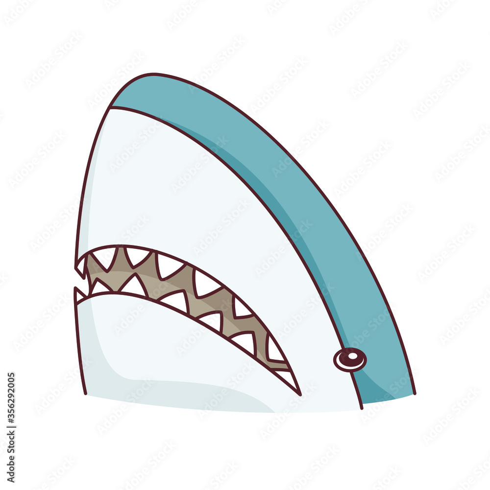 Vector illustration of a shark’s head. Isolated on white background ...