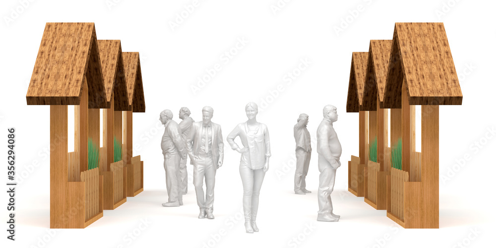 3d illustration tunnel gate entrance backdrop wooden texture with LED ...