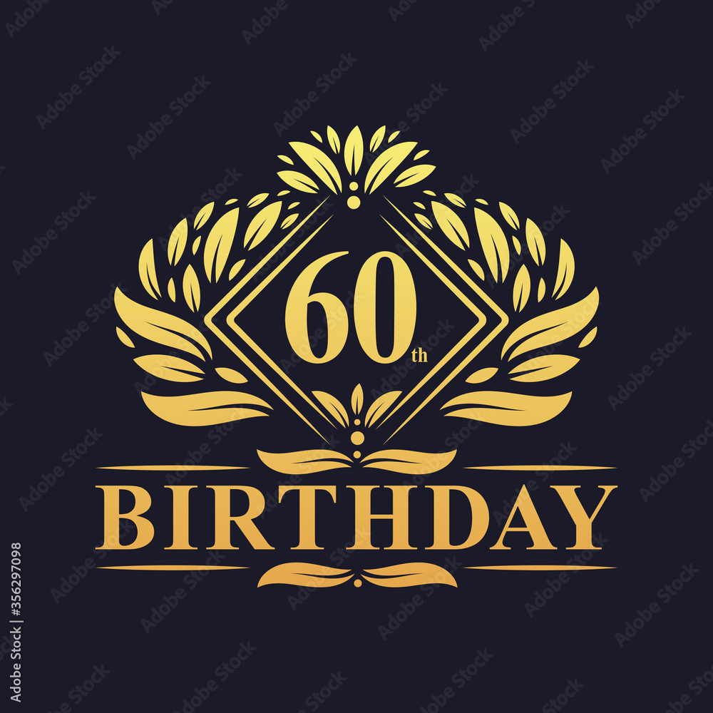 60 Years Birthday Logo Luxury Golden 60th Birthday Celebration Stock