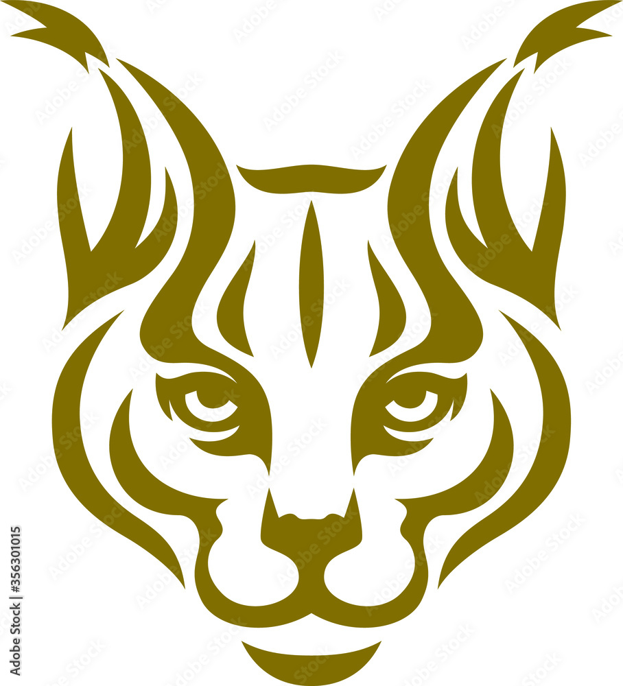 Simple Design of Caracal Head Line Art Style Logo Stock Vector | Adobe ...