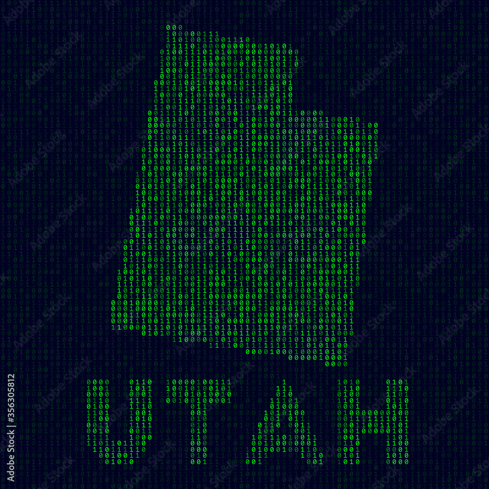 Digital Utah logo. US state symbol in hacker style. Binary code map of ...