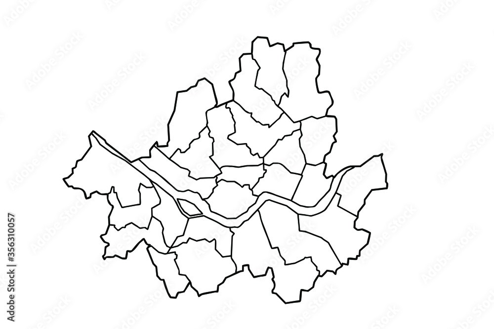 Map of Seoul with zone boundaries. Vector line art illustration. Stock ...