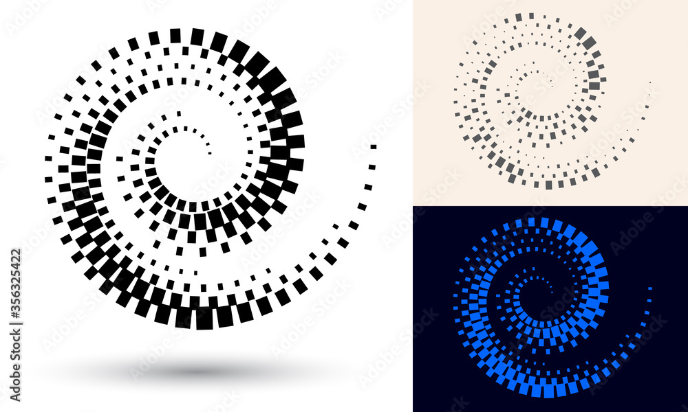 Vettoriale Stock Halftone spiral as icon or background. Black abstract ...