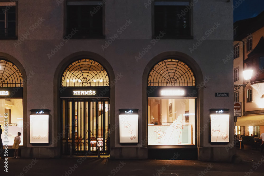 Zurich, Switzerland circa January, 2020: Shop window display of a ...