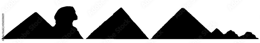 Silhouettes of pyramids and Sphinx, set of landmarks of Egypt. Vector ...