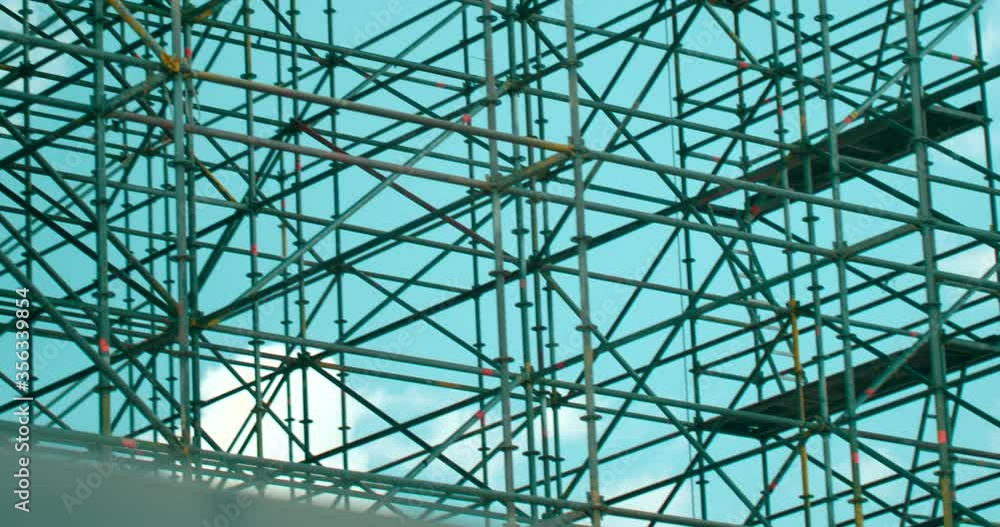 Large steel structures for scaffolding installation at a construction ...