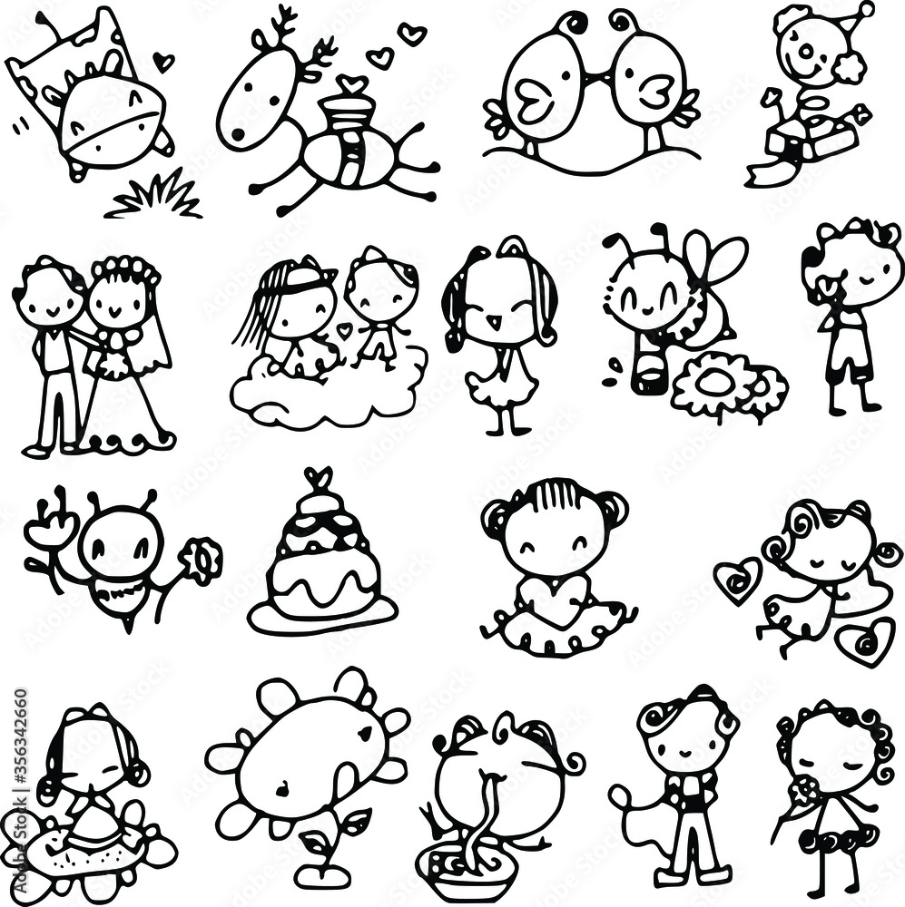 cartoon vector drawing things emoji set Stock Vector | Adobe Stock