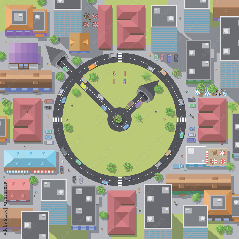 Isolated Vector Illustration. Time and modern city. City in the form of ...