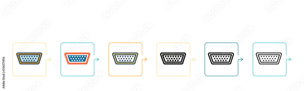 Vga vector icon in 6 different modern styles. Black, two colored vga ...