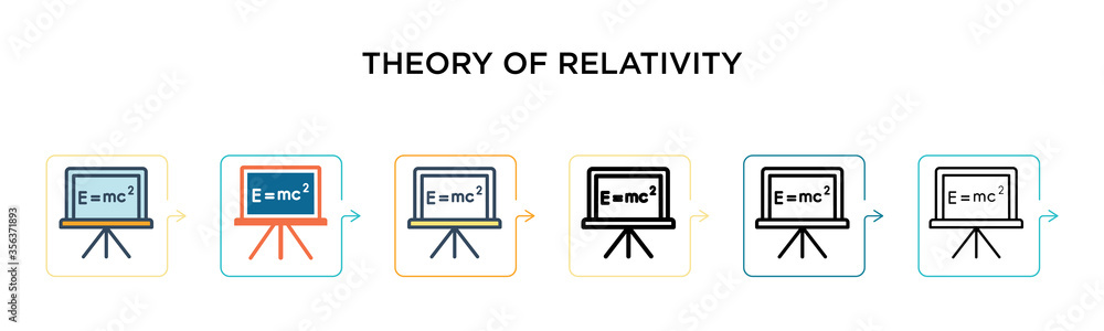 Theory of relativity vector icon in 6 different modern styles. Black ...
