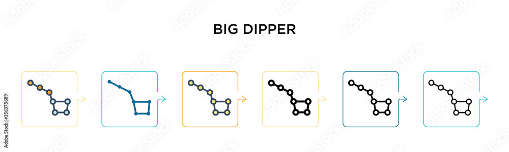 Big dipper vector icon in 6 different modern styles. Black, two colored ...