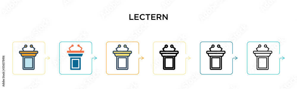 Lectern vector icon in 6 different modern styles. Black, two colored ...