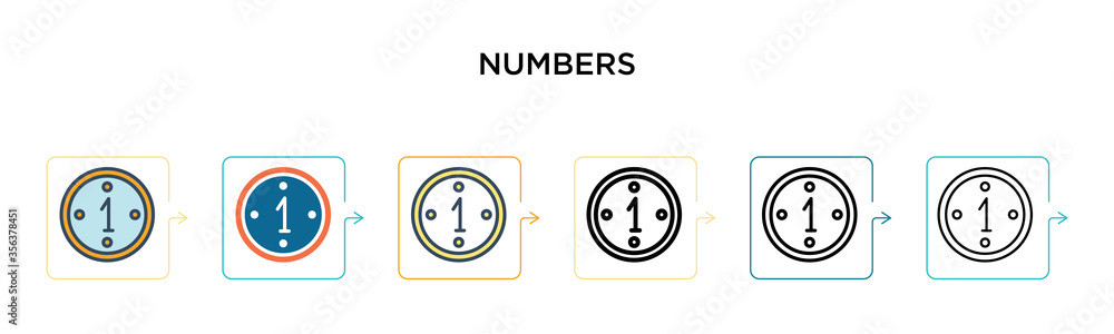 Numbers vector icon in 6 different modern styles. Black, two colored ...
