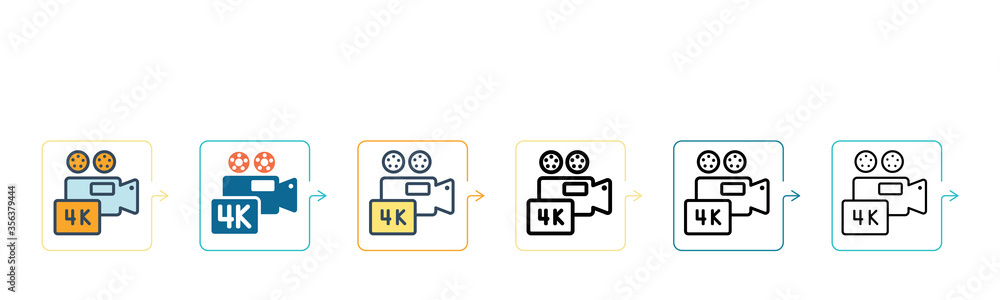 4k vector icon in 6 different modern styles. Black, two colored 4k ...