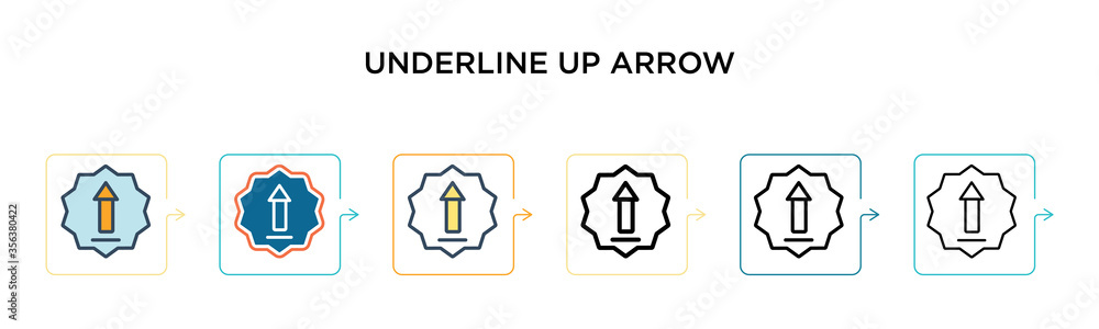 Underline up arrow vector icon in 6 different modern styles. Black, two ...