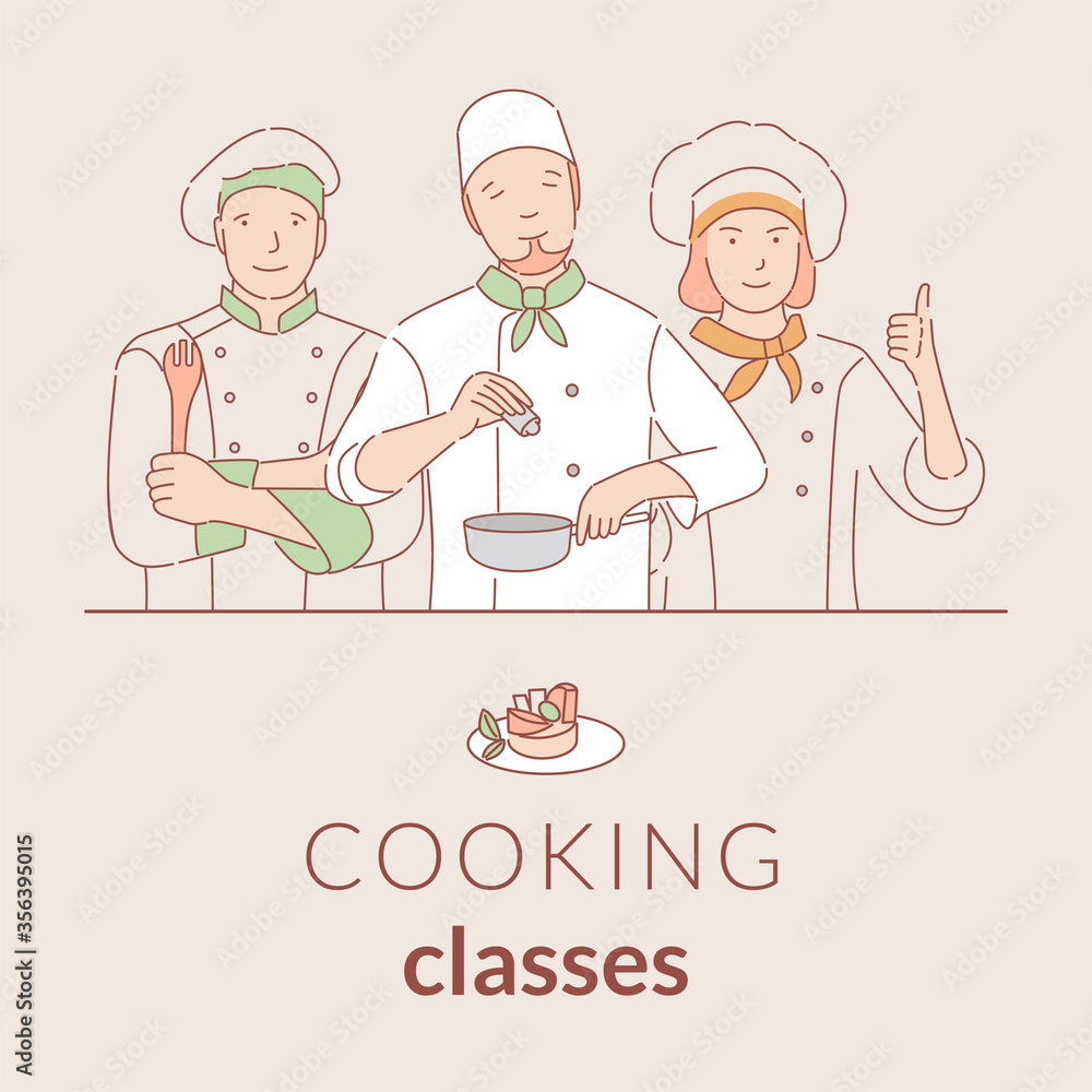 Cooking classes vector banner template with text space. Culinary ...