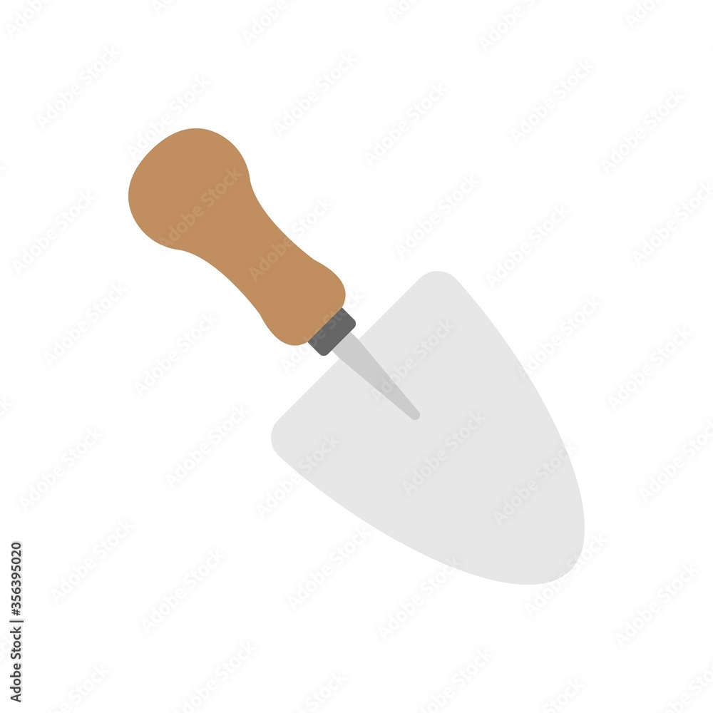 Trowel icon in flat design style. Construction work tool, equipment ...