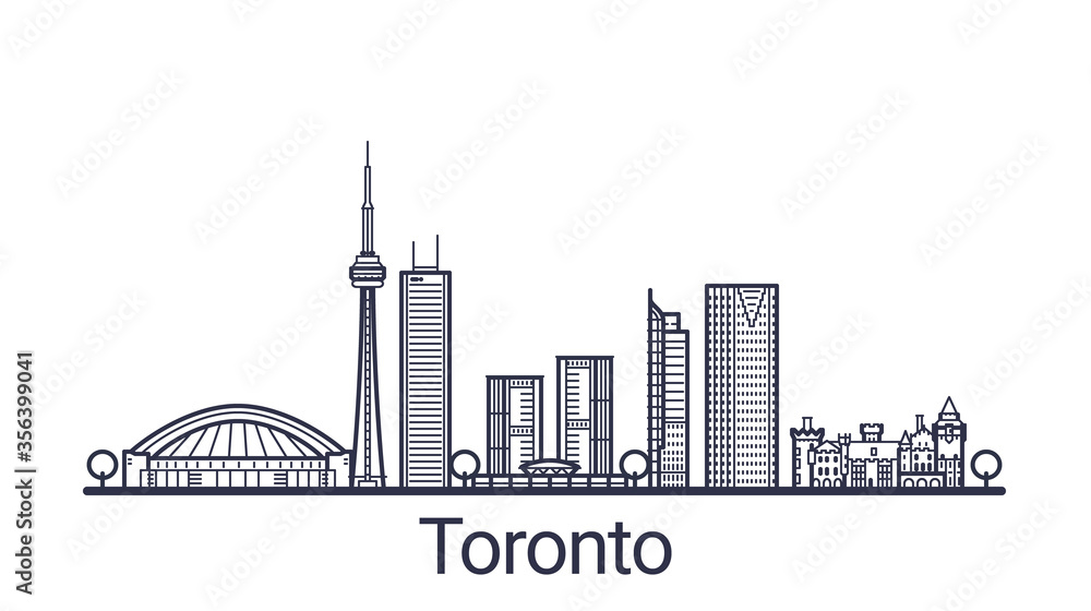 Linear banner of Toronto city. All Toronto buildings - customizable ...