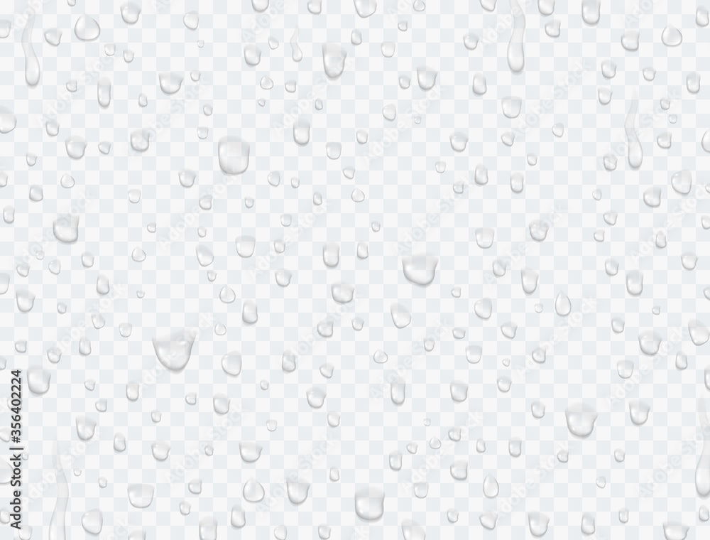 Water rain drops or steam shower texture isolated on transparent ...